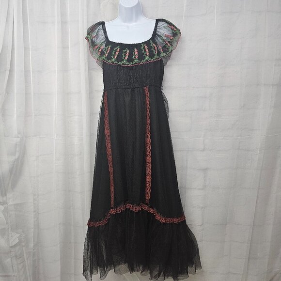 Judy T | Dresses | Vintage Judy T Dress Black Y2k Fairy Mesh Tuille ...